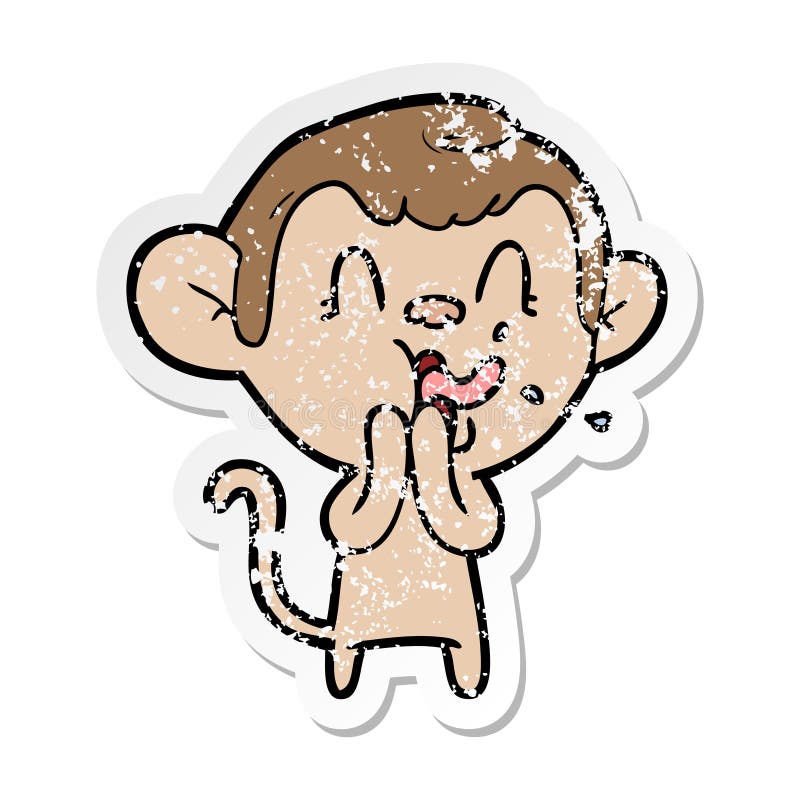 A Creative Distressed Sticker of a Crazy Cartoon Monkey Stock Vector ...