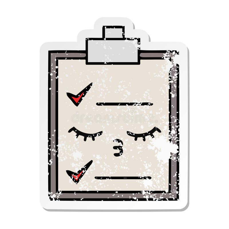A Creative Distressed Sticker of a Cute Cartoon Check List Stock Vector ...