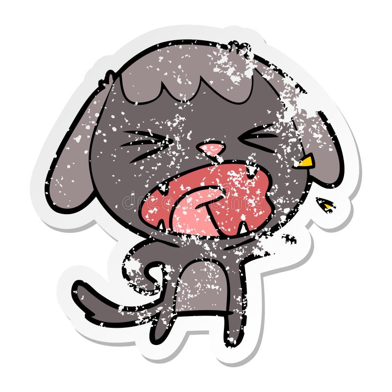 A Creative Distressed Sticker of a Cute Cartoon Dog Barking Stock ...