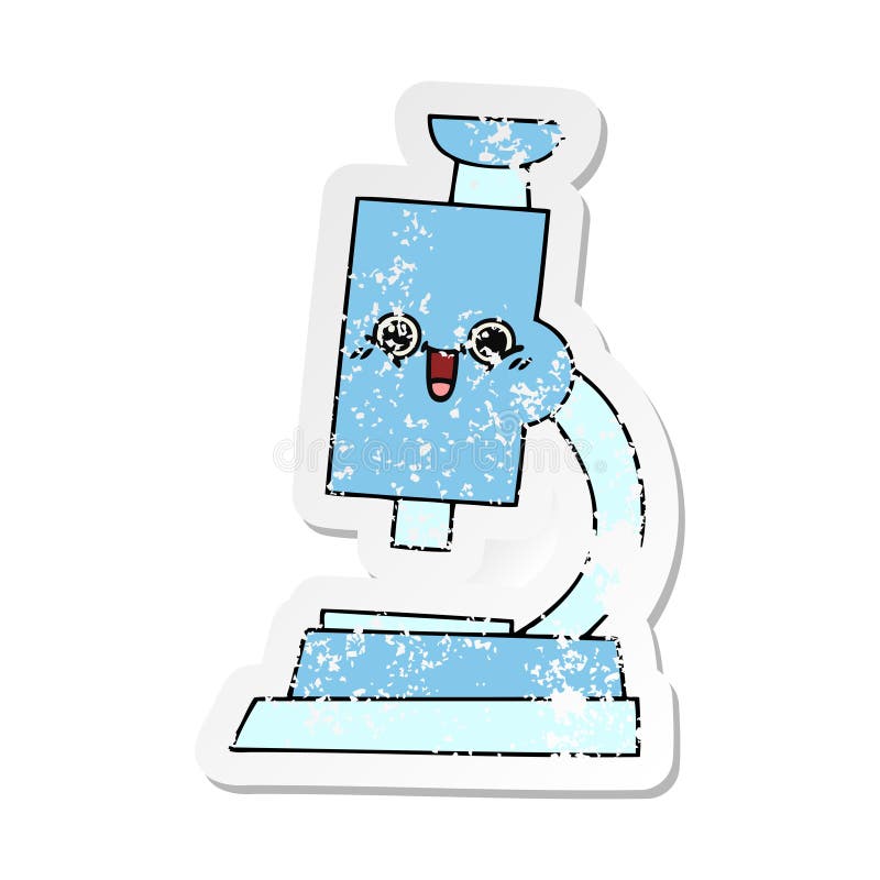 A Creative Distressed Sticker of a Cute Cartoon Microscope Stock Vector ...