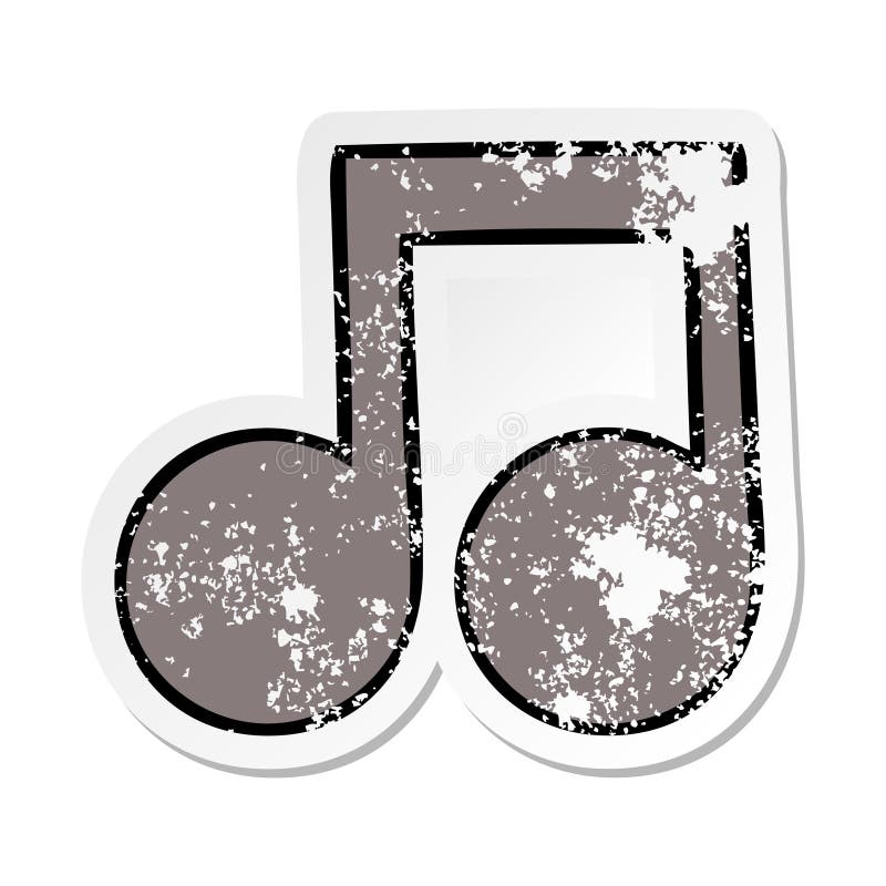 A Creative Distressed Sticker of a Cute Cartoon Musical Note Stock ...