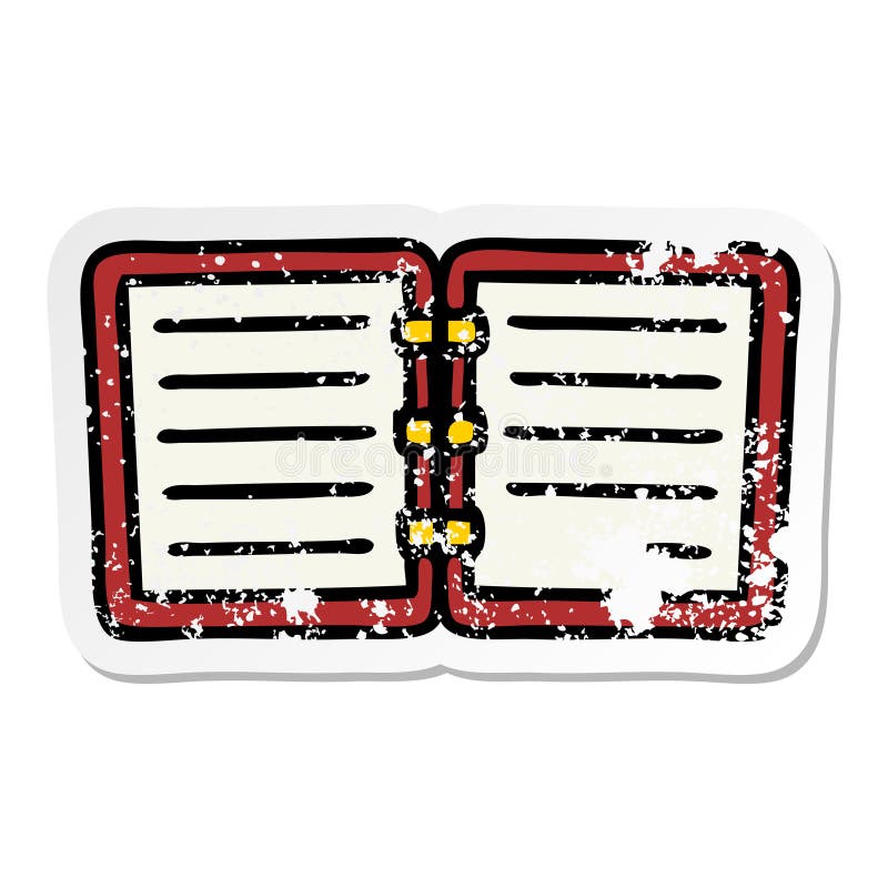 A Creative Distressed Sticker of a Cute Cartoon Open Diary Stock Vector ...