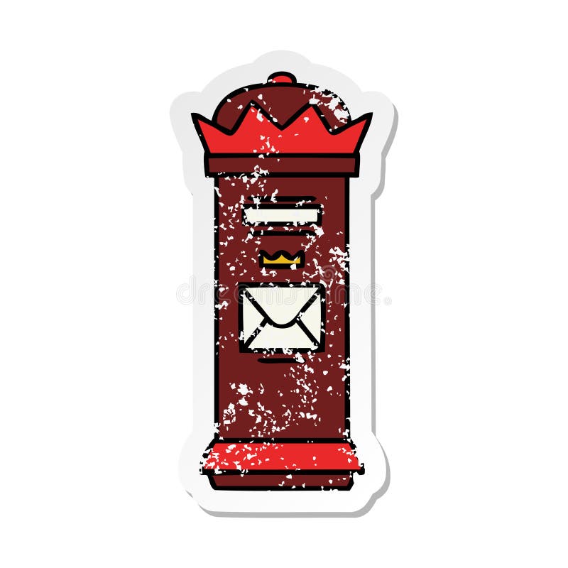 A Creative Distressed Sticker of a Cute Cartoon Post Box Stock Vector ...