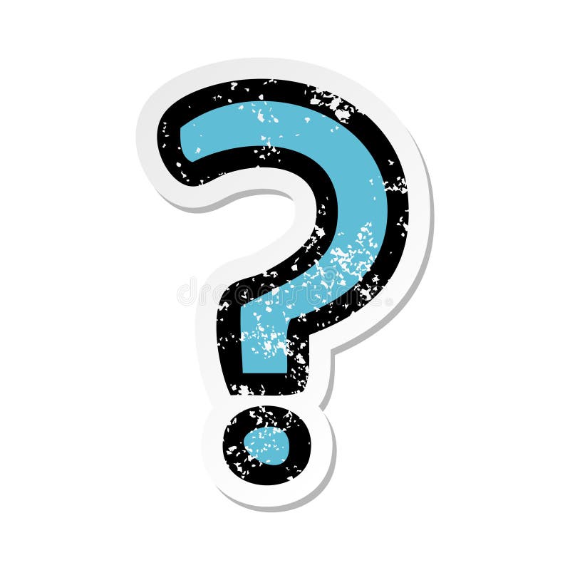 A Creative Distressed Sticker of a Cute Cartoon Question Mark Stock ...