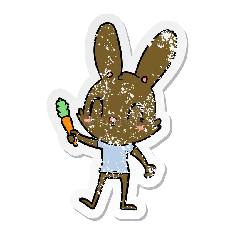 Rabbit Bunny Cute Animals Cartoon Sticker Distressed Grunge Realistic ...