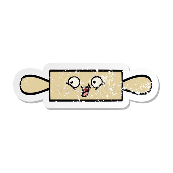 A Creative Distressed Sticker of a Cute Cartoon Rolling Pin Stock ...
