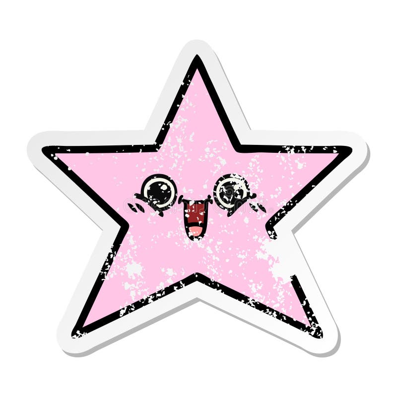 A Creative Distressed Sticker of a Cute Cartoon Star Fish Stock Vector ...