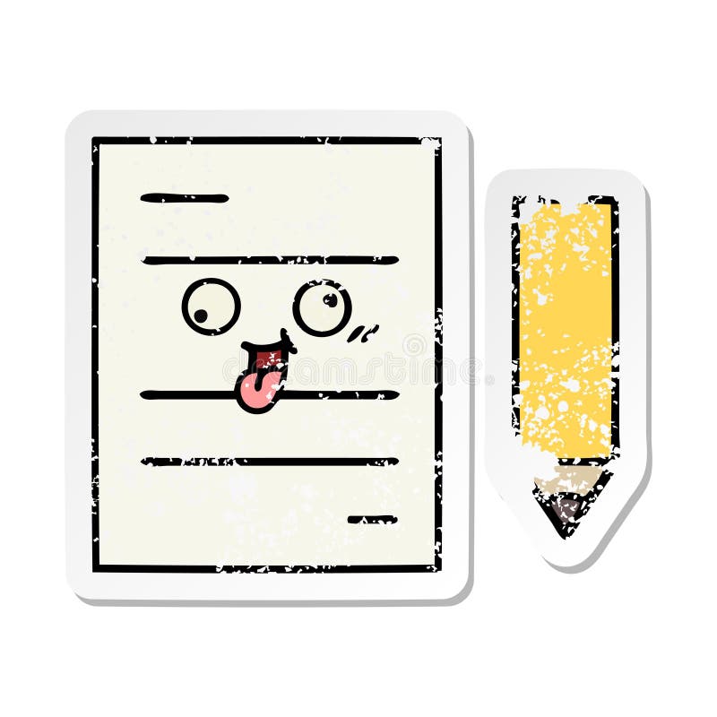 A Creative Distressed Sticker of a Cute Cartoon Test Paper Stock Vector ...