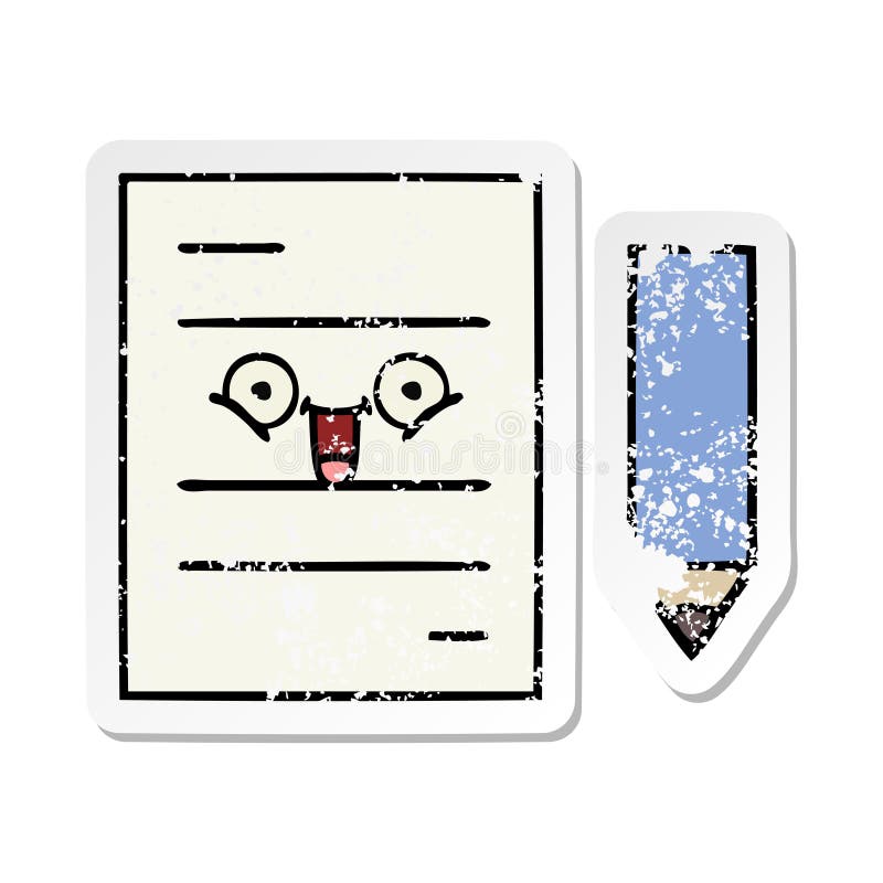 A Creative Distressed Sticker of a Cute Cartoon Test Paper Stock Vector ...