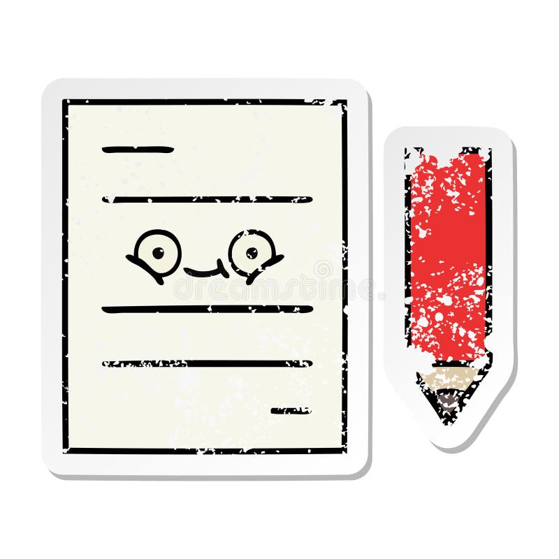 A Creative Distressed Sticker of a Cute Cartoon Test Paper Stock Vector ...