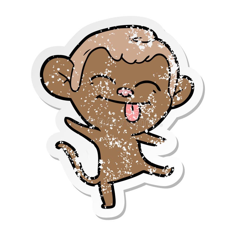 A Creative Distressed Sticker of a Funny Cartoon Monkey Dancing Stock ...