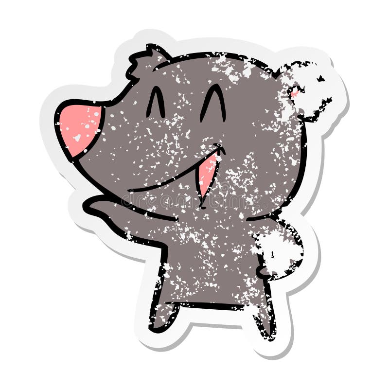 A Creative Distressed Sticker of a Laughing Bear Cartoon Stock Vector ...