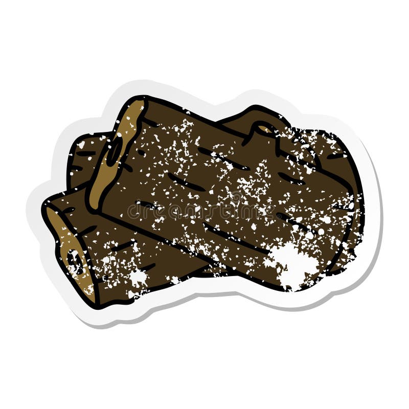 A Creative Distressed Sticker of a Quirky Hand Drawn Cartoon Log Stock ...