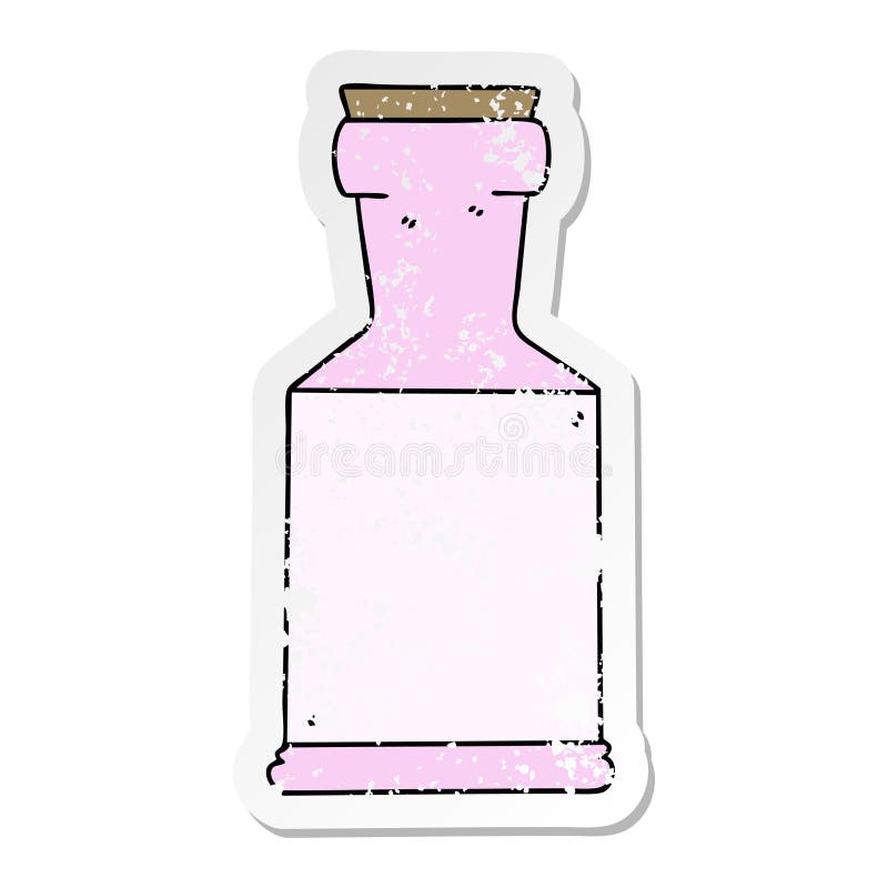 A Creative Distressed Sticker of a Quirky Hand Drawn Cartoon Potion ...