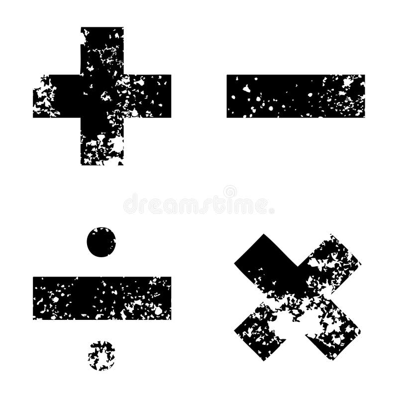 Cartoon Math Symbol Sign School Education Cute Illustration Retro ...