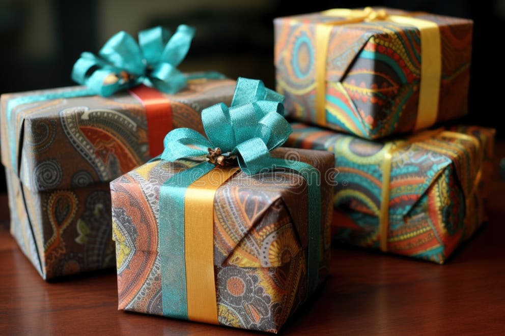 Creative Diy Gift Topper Ideas on Wrapped Boxes Stock Illustration ...