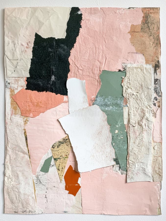 Creative DIY Paper Collage Featuring Textured Layers and Torn Pieces on ...