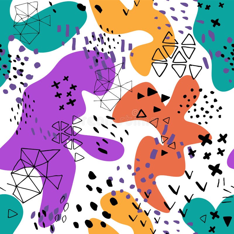 Creative Doodle Art Header with Different Shapes and Textures. Collage ...