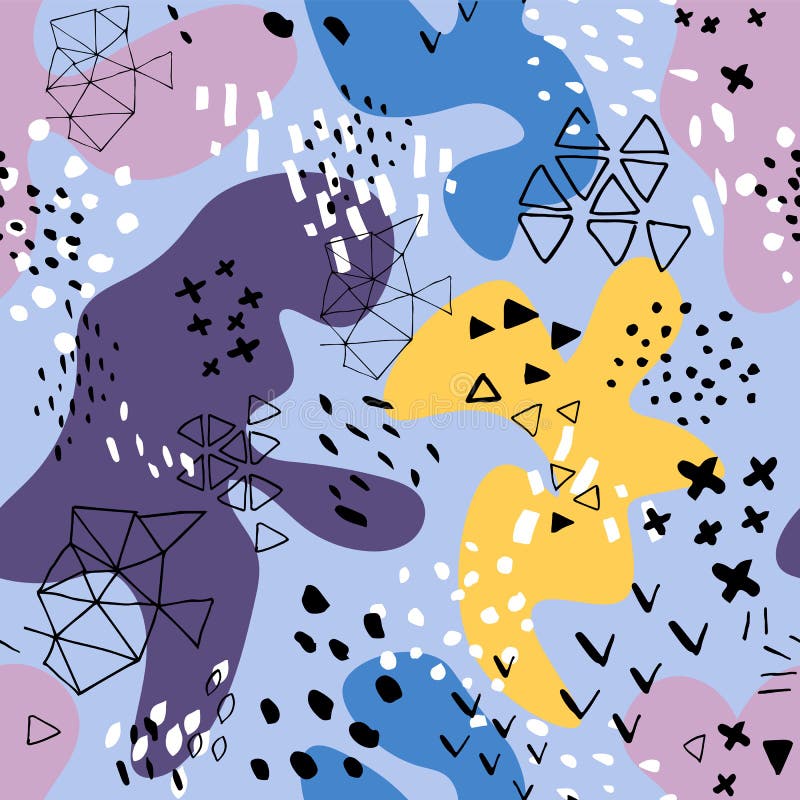 Creative Doodle Art Header with Different Shapes and Textures. Collage ...