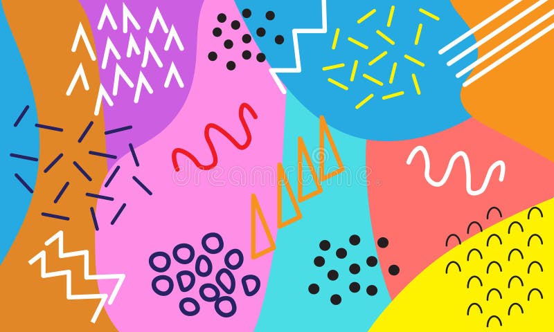 Creative Doodle Art Header with Different Shapes and Textures. Collage ...