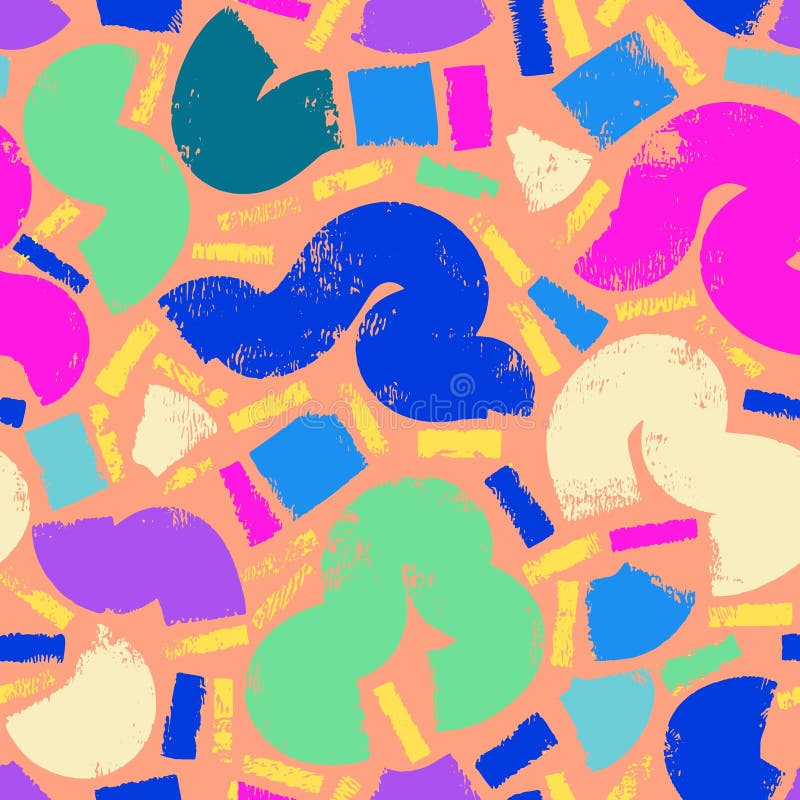 Creative Doodle Art Seamless Pattern with Different Shapes and Textures ...