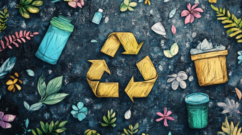 Creative Doodle Illustration of Zero Waste Concept with Recycling ...