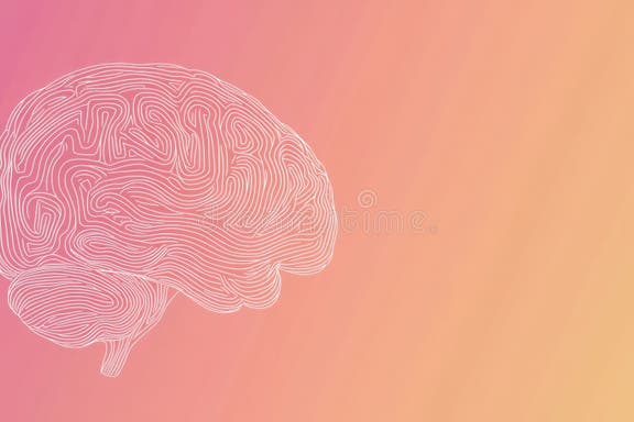 A Creative Doodle Shows a Human Brain Made of Thin White Lines Against ...