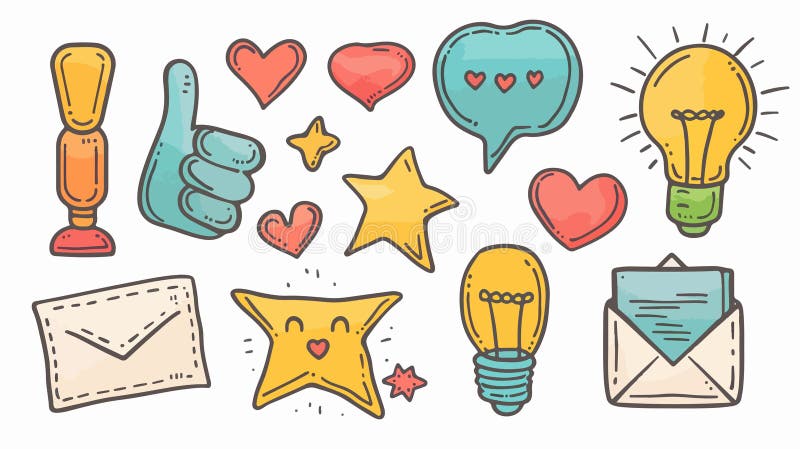 Creative Doodle Symbols Set for Design Elements Exploration Stock ...