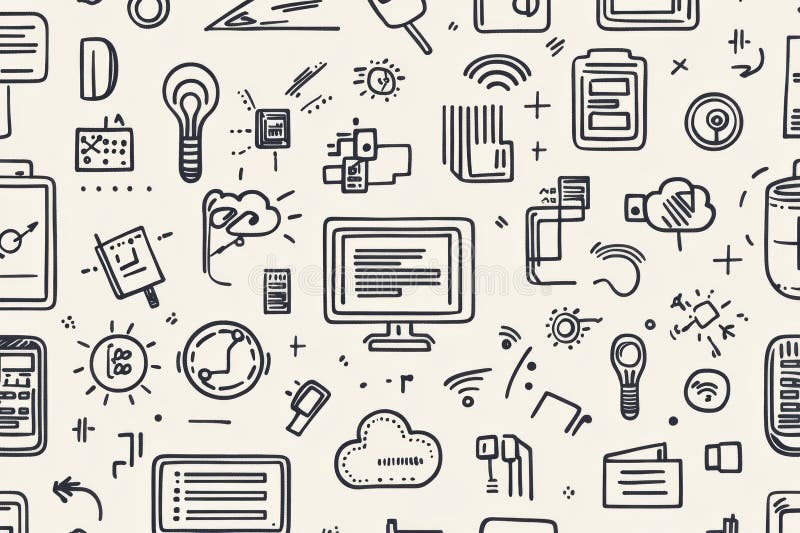 Creative Doodles Depict Various Technology Items Like Computers ...