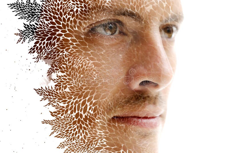 A Creative Double Exposure Close Up Portrait of a Man Stock Photo ...