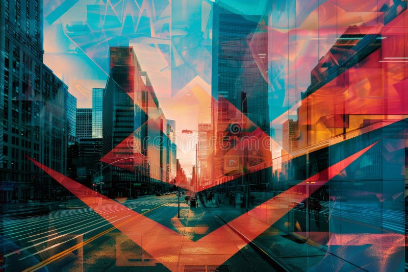 Creative Double Exposure of Geometric Patterns Stock Illustration ...
