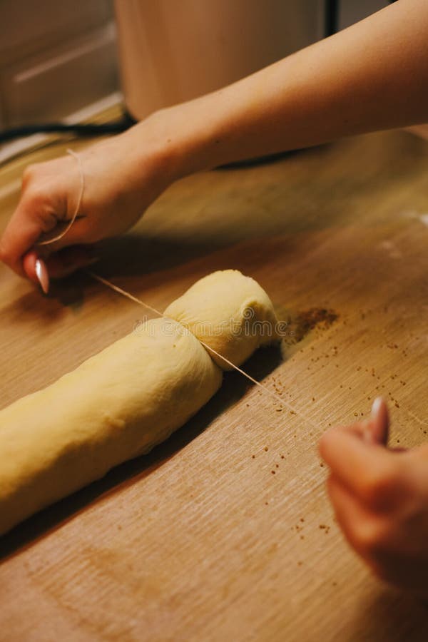Creative Dough Cutting Technique Using Thread Stock Photo - Image of ...