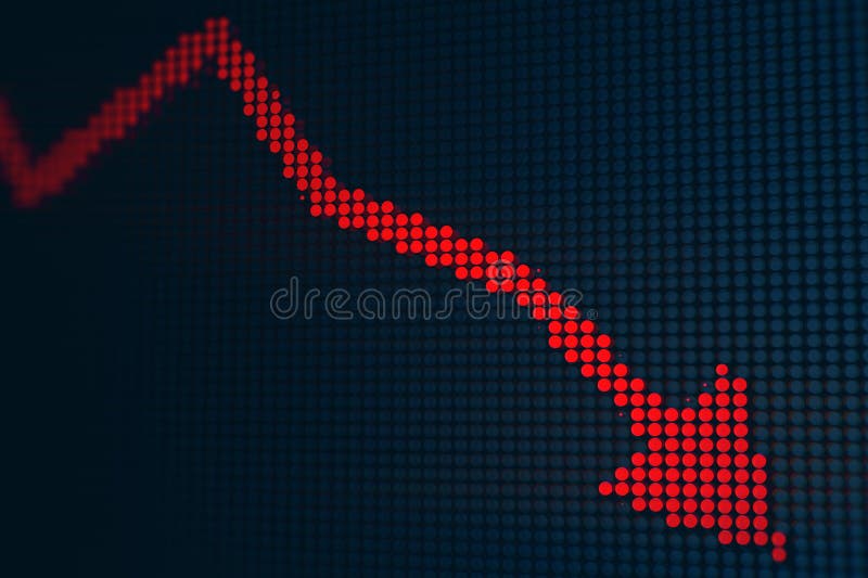 Creative Downward Red Pixel Arrow on Backdrop. 3D Rendering Stock ...