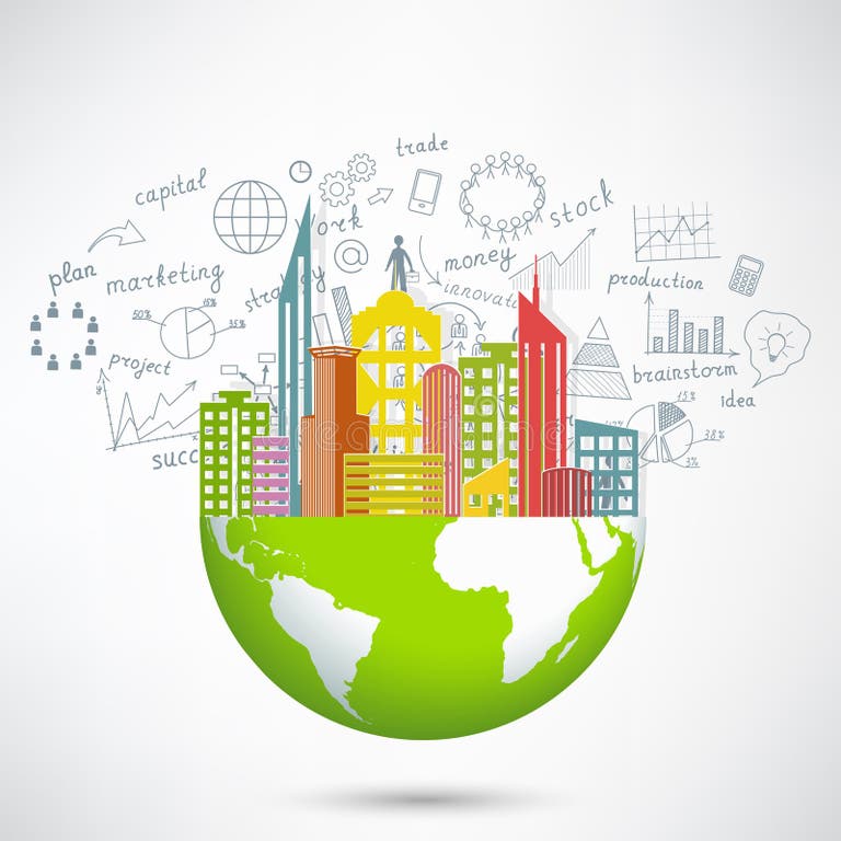 Creative Drawing Chart and Graphs Business Plan Idea on Globe, Business ...