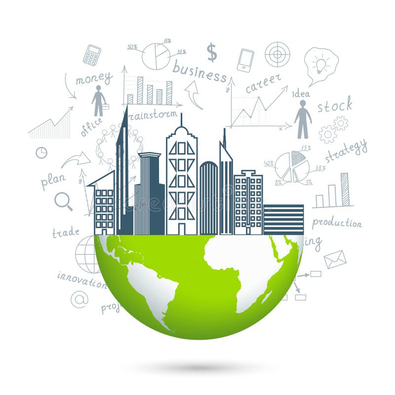 Creative Drawing Chart and Graphs Business Plan Idea on Globe, Business ...