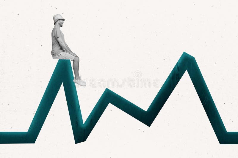 Creative Drawing Collage Picture of Man Sitting Data Analysis Trading ...