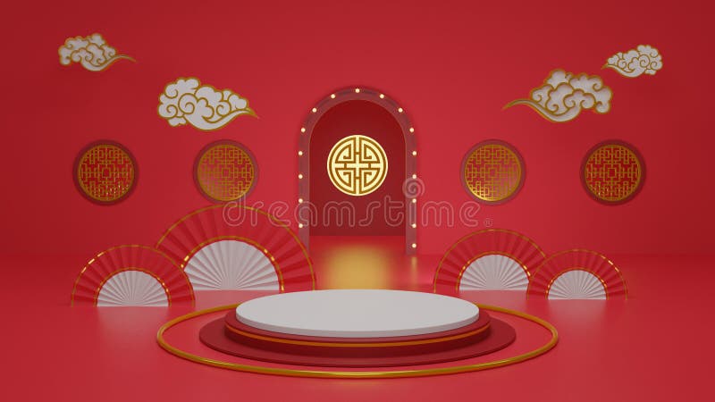 Creative Drawing of 3D Chinese Style Product Display Platform., 3d ...