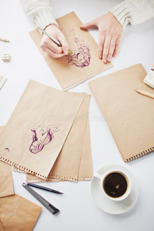 Creative drawing stock photo. Image of paper, artist - 74913630