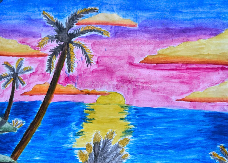 Creative Drawing on Green Grass Field Concept Ideas, Vector ...