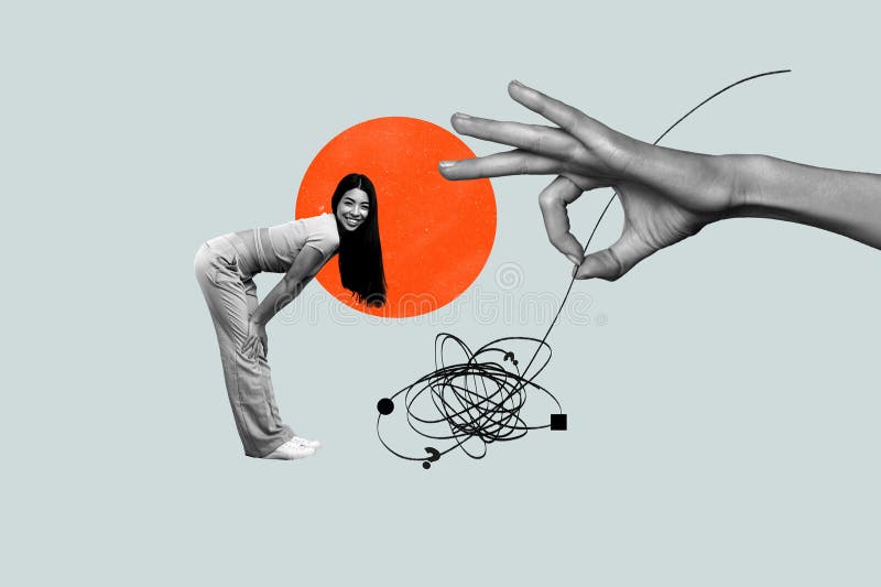 Creative Drawing Painting Template Collage of Young Lady Have Many ...