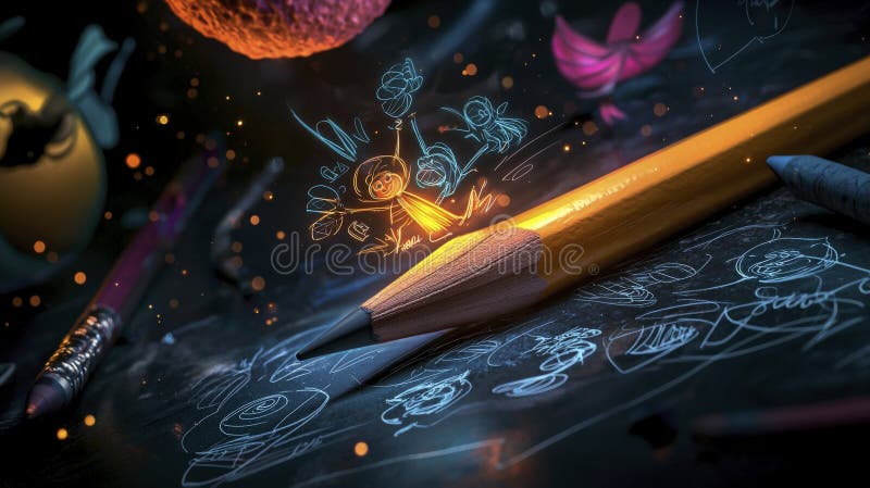Creative Drawing Process Studio Digital Art Colorful Environment Close ...