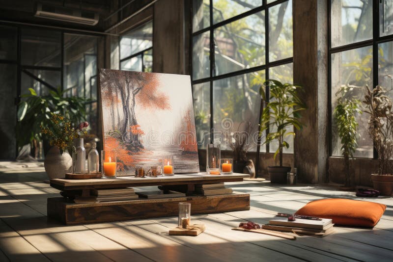 Creative Drawing Space in Loft Style Stock Illustration - Illustration ...