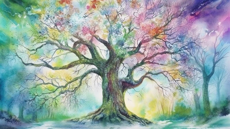 Creative Dreamy Magical Forest Stock Illustration - Illustration of ...