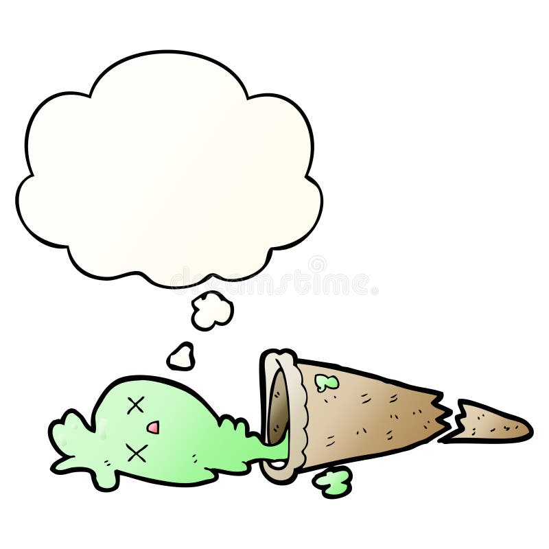 A Creative Dropped Cartoon Ice Cream and Thought Bubble in Smooth ...