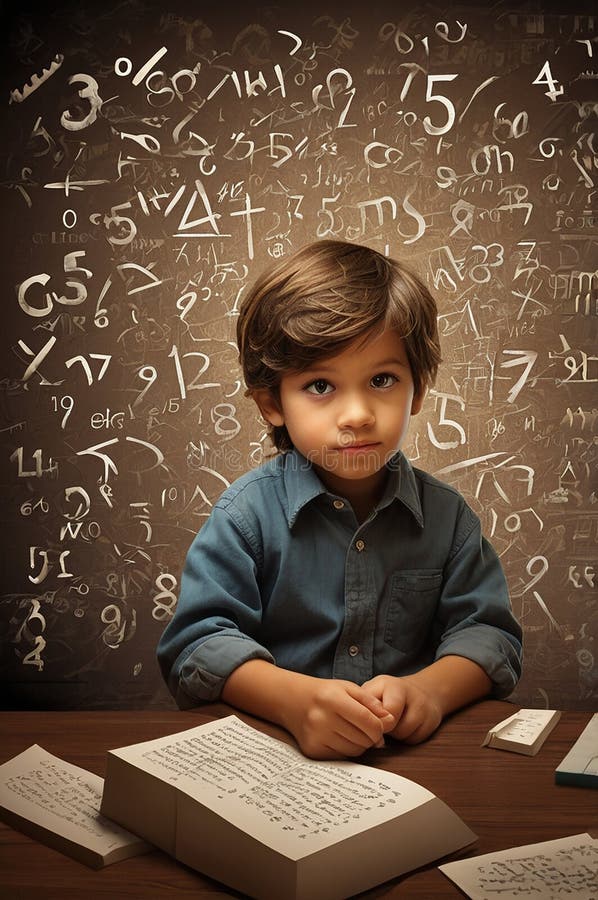 Math Genius Font Design Boy with Numbers Educational Concept Creative ...