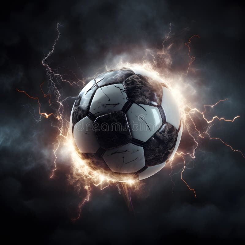 Creative Dynamic Lightning Football Created with Generative AI Stock ...