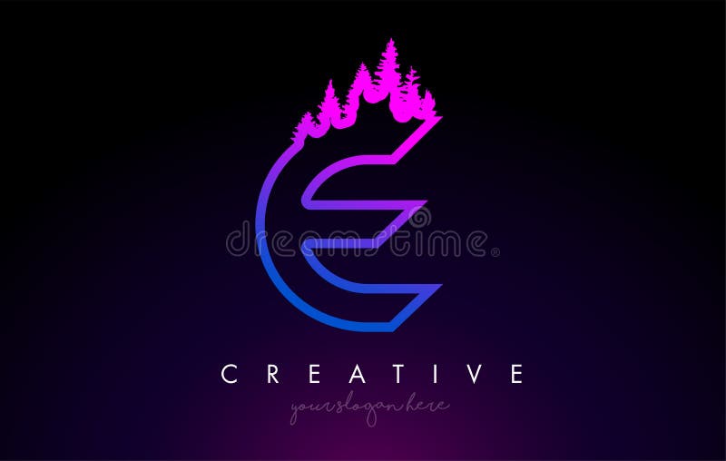 Creative E Letter Logo Idea Pine Forest Trees Stock Illustrations – 3 ...