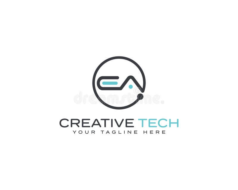 Creative EA Monogram Logo Futuristic Tech Branding Design Stock Vector ...