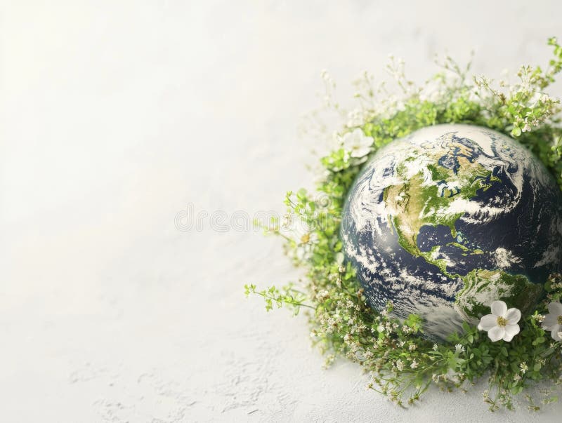 A Creative Earth Day Banner Featuring an Artistic Globe with Greenery ...