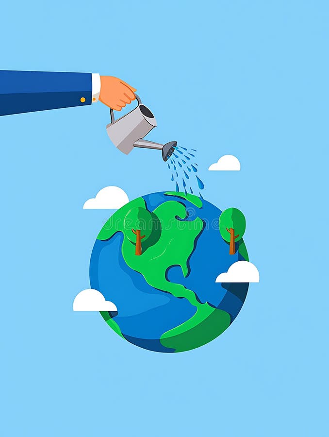 Creative Earth Day Graphic Nurturing Planet with Water, Trees, and Environmental Responsibility ...